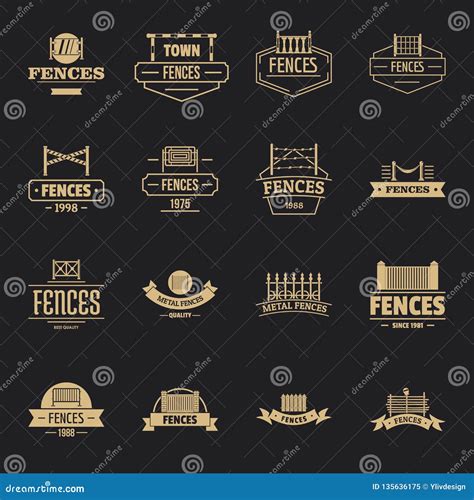 Fencing Logo Icons Set Simple Style Stock Vector Illustration Of