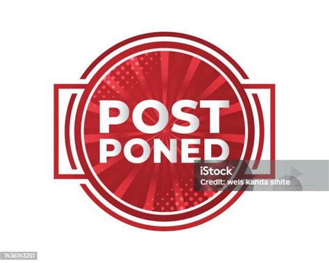 흰색 배경에 격리된 연기된 기호 또는 스탬프 지연 또는 보류 중인 표시 연기 알림 배지 0명에 대한 스톡 벡터 아트 및 기타