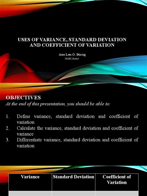 uses of variance standard deviation and coefficient download free