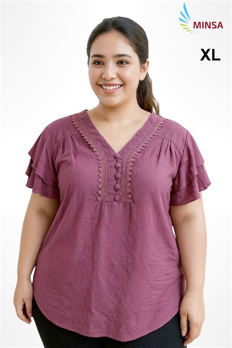 Women Blouse With V Neck Minsa