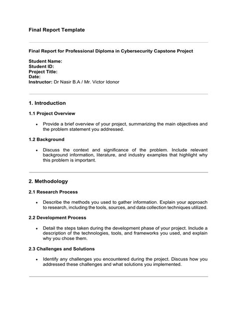 Final Report Template Pdf