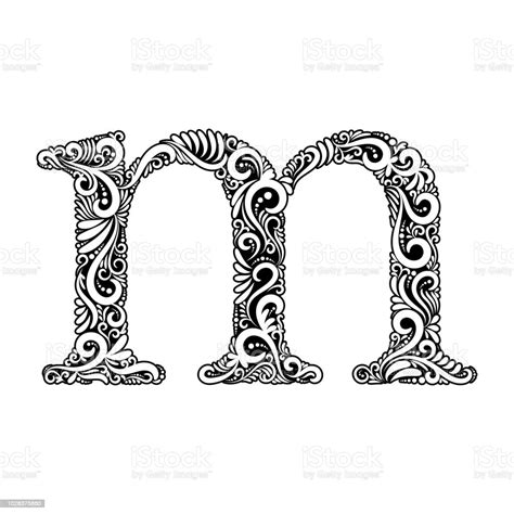 화려한 편지 M 서예에 대한 스톡 벡터 아트 및 기타 이미지 서예 알파벳 M 0명 Istock