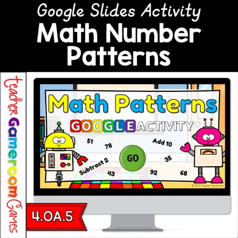 Math Patterns Google Slides Activity Cover Teacher Gameroom