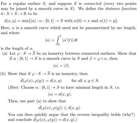 Solved For A Regular Surface S And Suppose S Is Connected Chegg