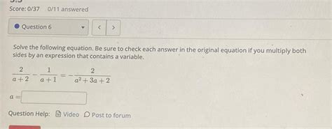 Answered Score 0 37 0 11 Answered Question 6 1 2 A 2 A 1 A Solve The
