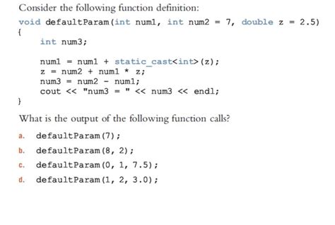 Solved Consider The Following Function Definition Void
