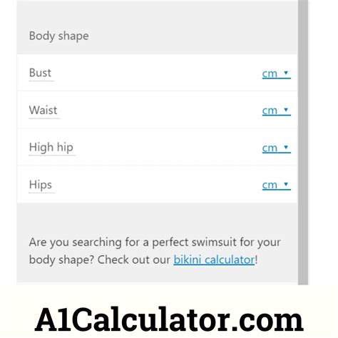 Body Shape Calculator Free Online A1Calculator