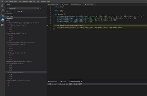 golang debugger reports cannot read property name of null when
