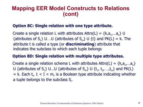 Er And Eer To Relational Mapping Ppt Databases Computer Software And Applications
