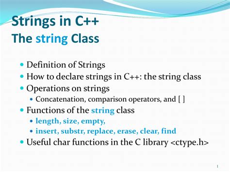 Strings In C The String Class