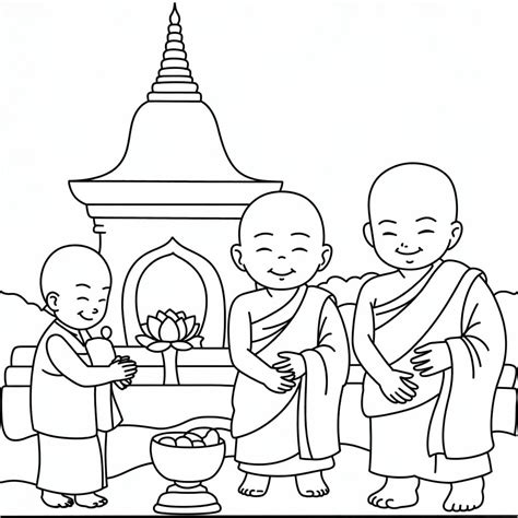 ภาพระบายสีภาพวันมาฆบูชา ดาวน์โหลด พิมพ์ หรือระบายสีออนไลน์ได้ฟรี