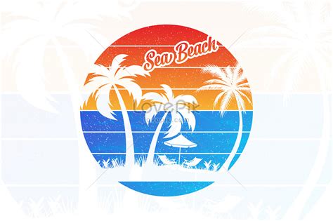 Sea Beach T 셔츠 디자인 일러스트 무료 다운로드 Lovepik