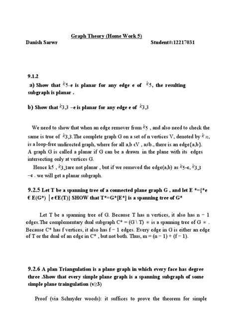 graph theory homework 5 pdf graph theory discrete mathematics