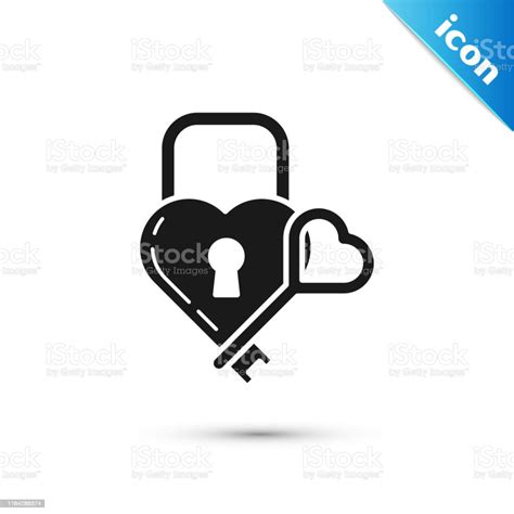 흰색 배경에 고립 된 마음과 키 아이콘의 모양에 검은 성 잠긴 심장 기호와 열쇠 구멍 기호를 사랑합니다 벡터 일러스트레이션 개념에 대한 스톡 벡터 아트 및 기타 이미지