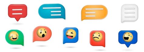 Premium Vector Set Of D Speak Bubble Chatting Box Message Box D Web Vector Illustrations