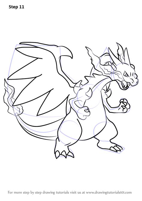 How To Draw Mega Charizard X From Pokemon Pokemon Step By Step DrawingTutorials Com