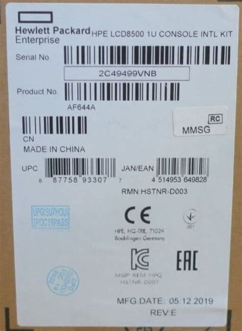 New Hp Hpe Lcd8500 18 5 Wxga Tft Lcd 75hz 1u Int Rackmount Console Kit Af644a