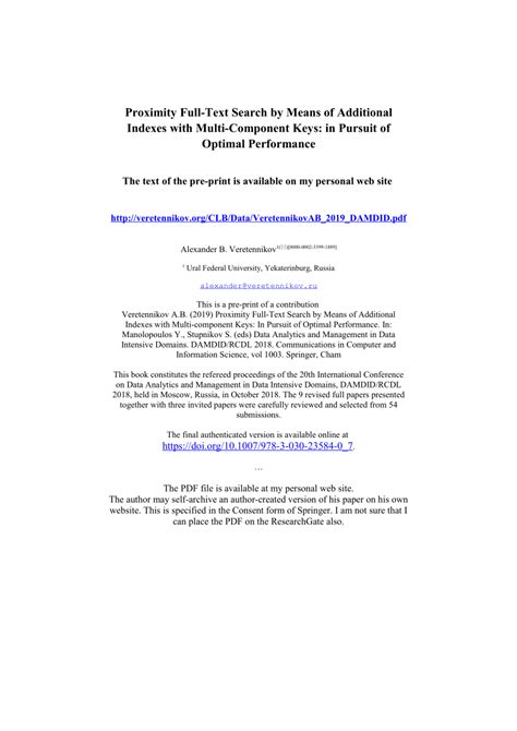 Pdf Proximity Full Text Search By Means Of Additional Indexes With