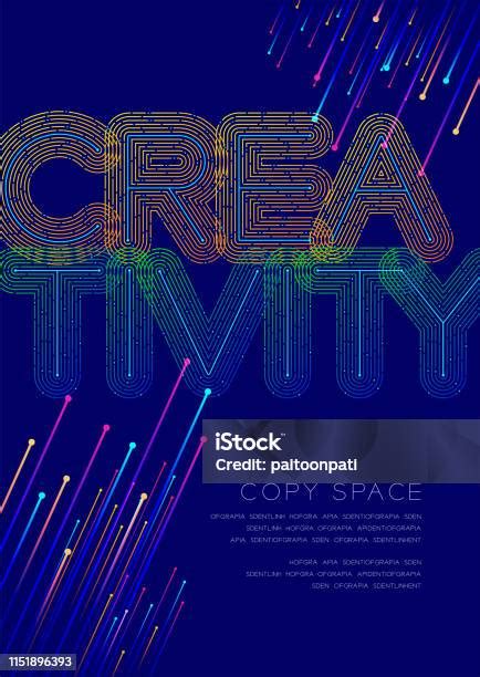 창의성 큰 텍스트 점과 대시 라인 패턴 레이어 오버레이 포스터 배너 또는 전단지 템플릿 레이아웃 디자인 그림 복사 공간 파란색 배경에 고립 벡터 Eps10 뇌에 대한 스톡