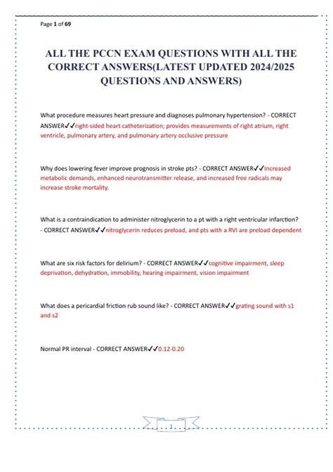 All The Pccn Exam Questions With All The Correct Answerslatest Updated