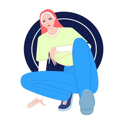 110 Girl Crouching Drawing Stock Illustrations Royalty Free Vector