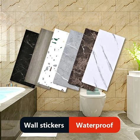 벽지 자체 접착 모조 세라믹 타일 대리석 패턴 스티커 흰색 욕실 티몬