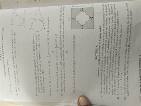 Section B Consists Of 5 Questions Of 2 Marks Each Prove That Sqrt 2