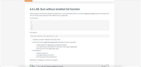 Solved What Is Wrong With My Code 6 6 LAB Sum Without Smallest