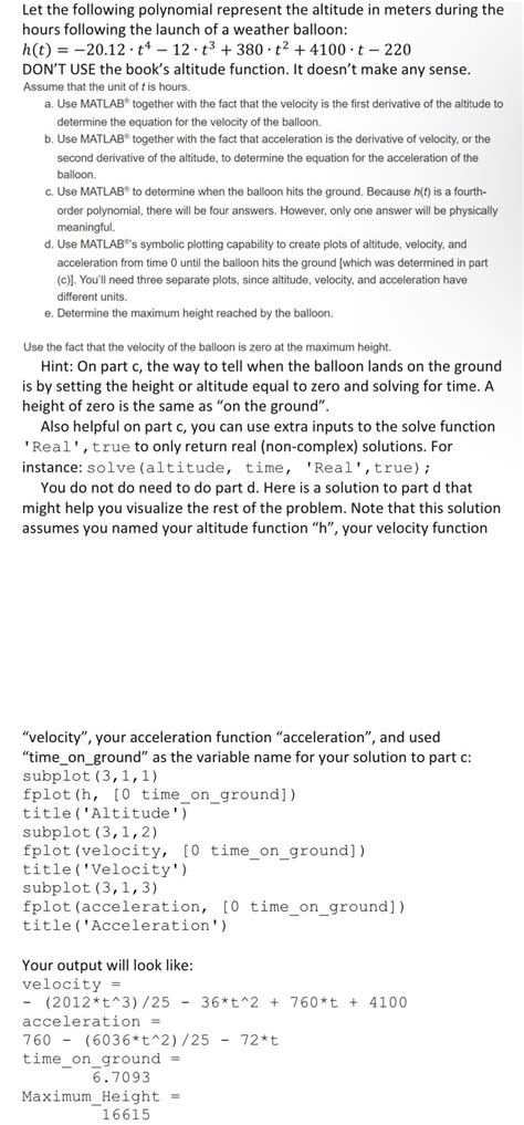 Solved Please Use Matlab Onlylet The Following Polynomial