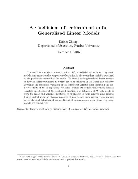 Pdf A Coefficient Of Determination For Generalized Linear Models
