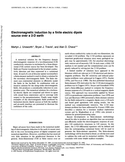 Pdf Electromagnetic Induction By A Finite Electric Dipole Source Over