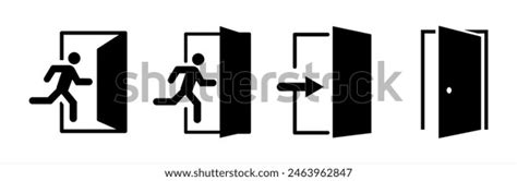 Running Man Icon Exit Door Icon Stock Illustration 2463962847 Shutterstock