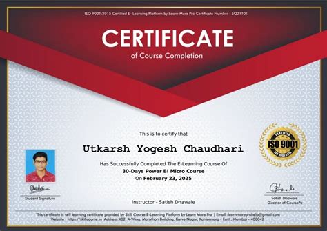 Completed Power Bi Micro Course And Ready To Apply Skills Utkarsh