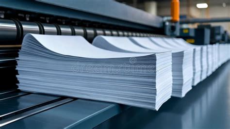 Sheets Being Of A Close Of Blank Paper Stack Up Produced By A Printing