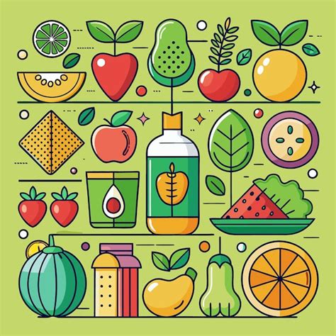 Colorful Fruit And Veggie Illustration For Health And Wellness Premium Ai Generated Vector