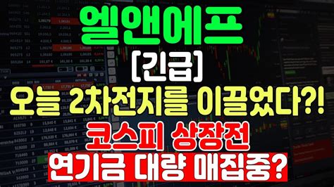 엘앤에프 주가전망 긴급 오늘 2차전지를 이끌었다 코스피 상장전 연기금 대량 매집중 엘앤에프 엘앤에프주가전망