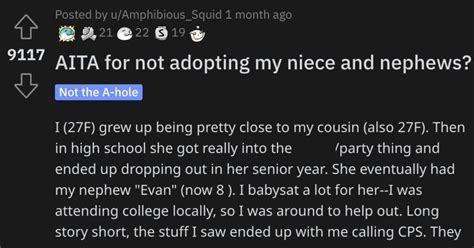 Woman Asks If Shes A Jerk For Not Adopting Her Niece And Nephews