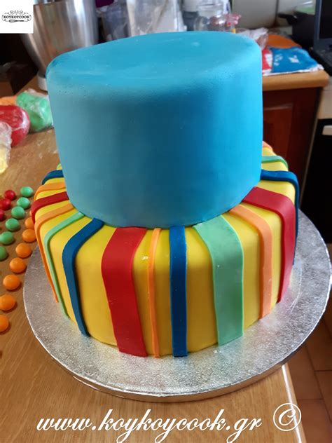 ΤΟΥΡΤΑ ΠΟΛΥΧΡΩΜΗ ΓΙΑ ΤΑ ΠΡΩΤΑ ΤΟΥ ΓΕΝΕΘΛΙΑ Koykoycook