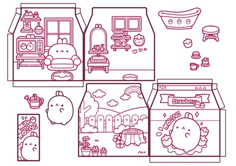 Eng 🥛몰랑이 우유스퀴시 하우스에서 놀기🥛 🍰무료 도안공유🍰 종이구관 그리는법 쉬운 만들기 페이퍼 크래프트 미니어쳐 종이인형 옷입히기 네이버 블로그
