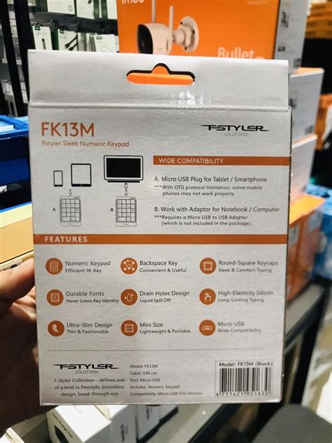 A4Tech Fstyler FK13M Numeric Keypad Micro USB Black Computers Tech Parts Accessories