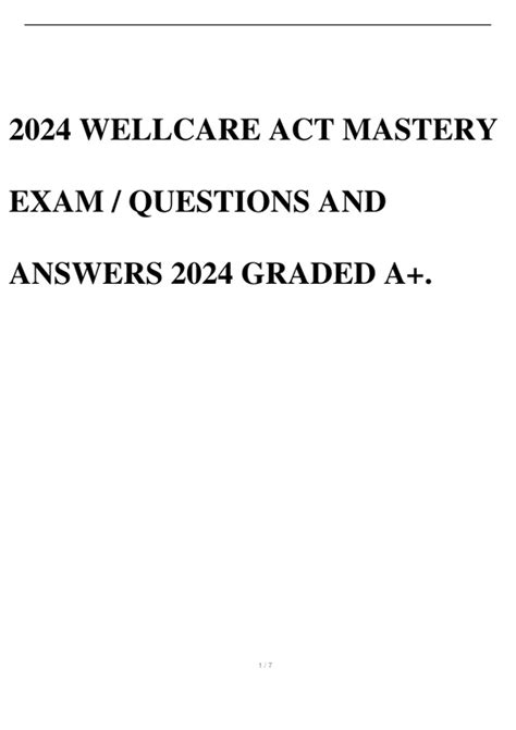 2024 Wellcare Act Mastery Exam Questions And Answers 2024 Graded A Wellcare Act Stuvia Us