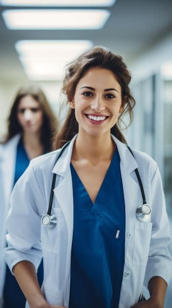 Premium Ai Image Smiling Female Doctor Generative Ai