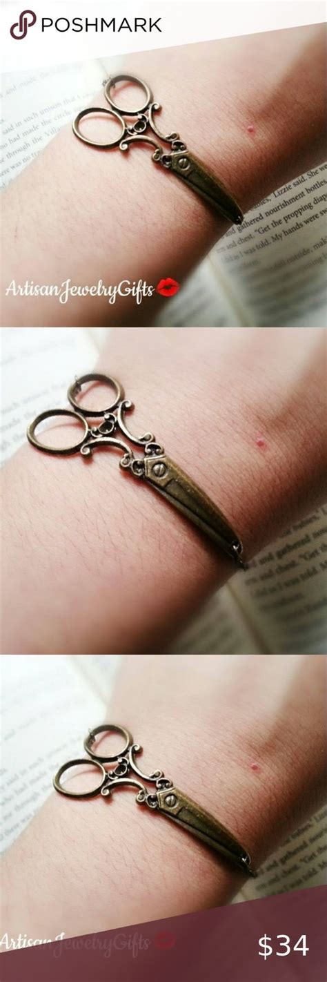 Antique Brass Scissors Bracelet Hairdresser Fashion Bracelets Jewelry