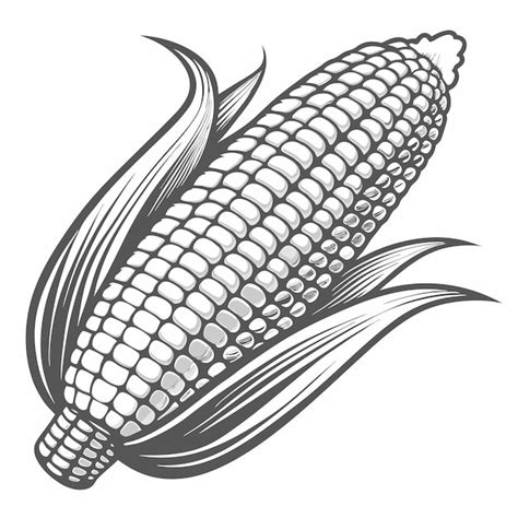 Illustration Of A Corn With A Black And White Drawing Of A Corn