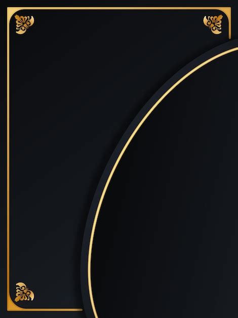금색 장식으로 미니멀한 검은색 배경 프리미엄 벡터