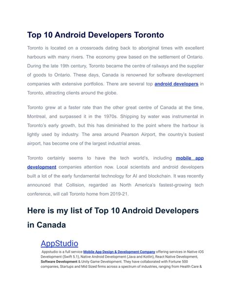 Top 10 Android Developers Toronto