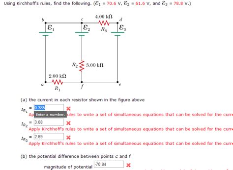 solved using kirchhoff s rules find the following 1