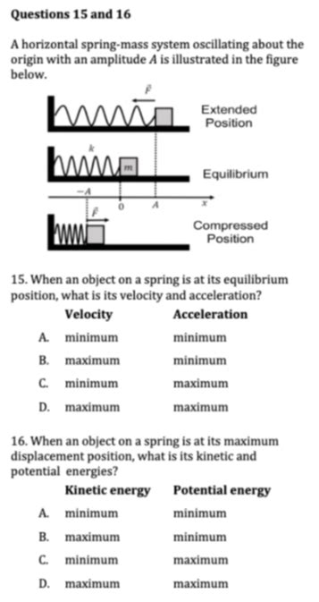 [solved] Questions 15 And 16 A Horizontal Spring Mass System Oscillating Course Hero