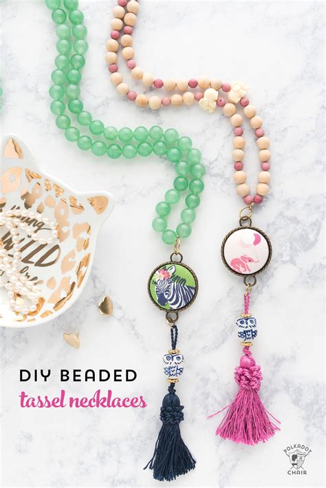 Diy Beaded Tassel Necklace Tutorial The Polka Dot Chair