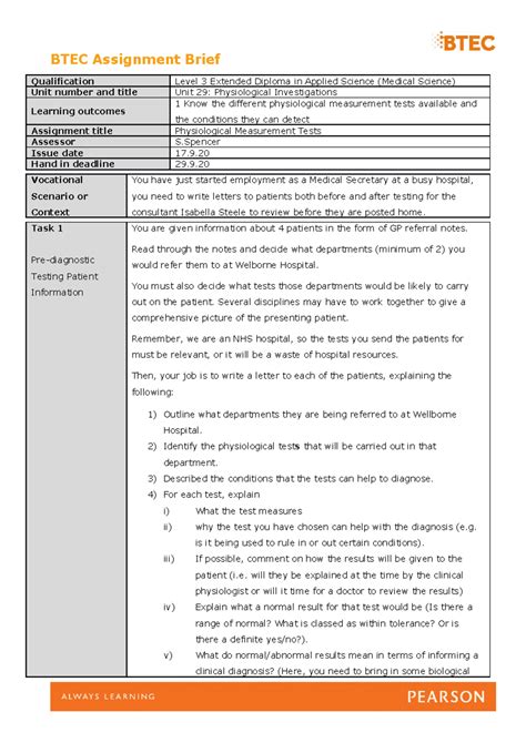 P1 P2 M1 D1 Btec Assignment Brief Btec Assignment Brief Qualification